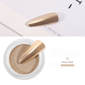 Bold Metallic Chrome Nail Powder - Rose Gold, Gold, Red & More